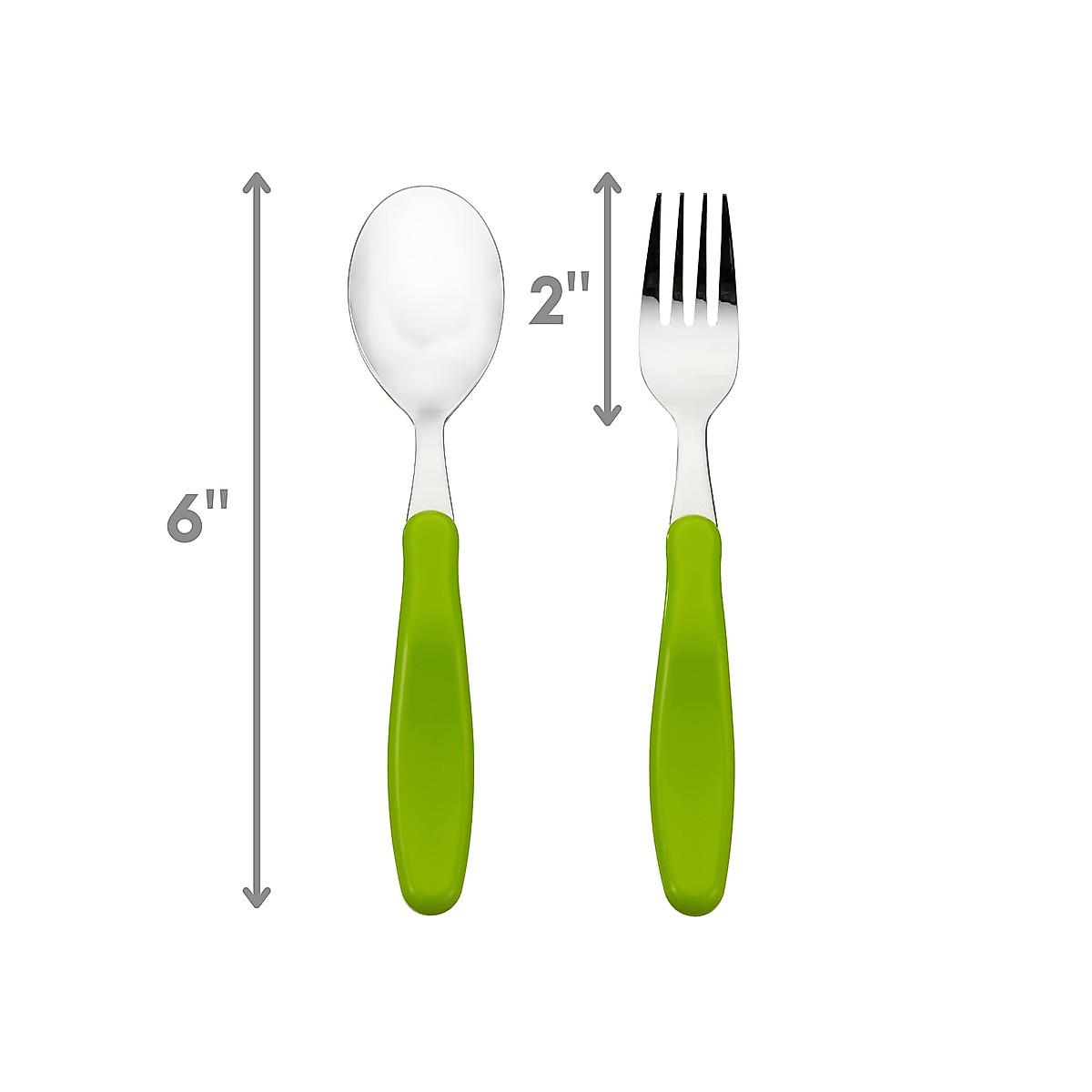 Innobaby Din Din Smart EZ Grip Spoon and Fork with Carrying Case, Utensil Set for Kids and Toddlers, BPA Free (Green)