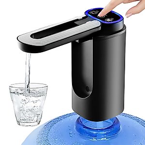 Qicyfeus Water Bottle Pump Automatic Water Dispenser for 5 Gallon Bottle Type-C Charging Portable Electric Water Dispenser Pump (Black)