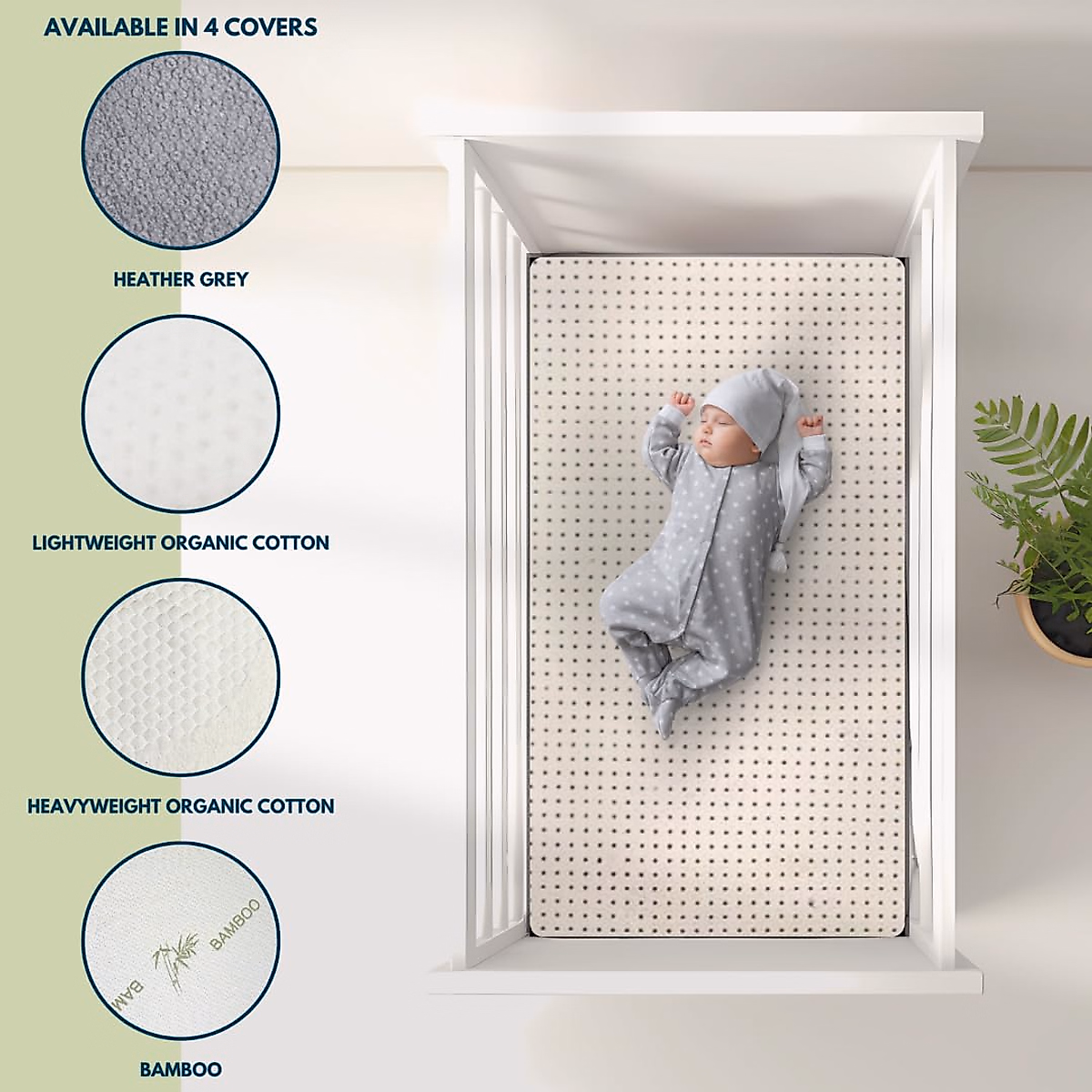 2” Inch Latex Organic Baby Crib and Toddler Bed Mattress Topper with Australian Wool Cover (Mini Sleeper, 18"x31"), GOLS Certified, Hypoallergenic and Breathable, Soft and Cooling, Made in USA