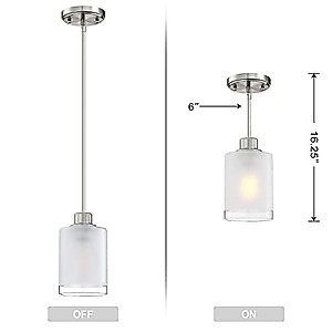 Dolaimi House 3 Pack 1-Light Pendant Ceiling Light Industrial Farmhouse Fixture Clear Frosted Glass with Brushed Nickel Finish for Bedroom Hallway Dining Room Entryway Kitchen Cafe Bar