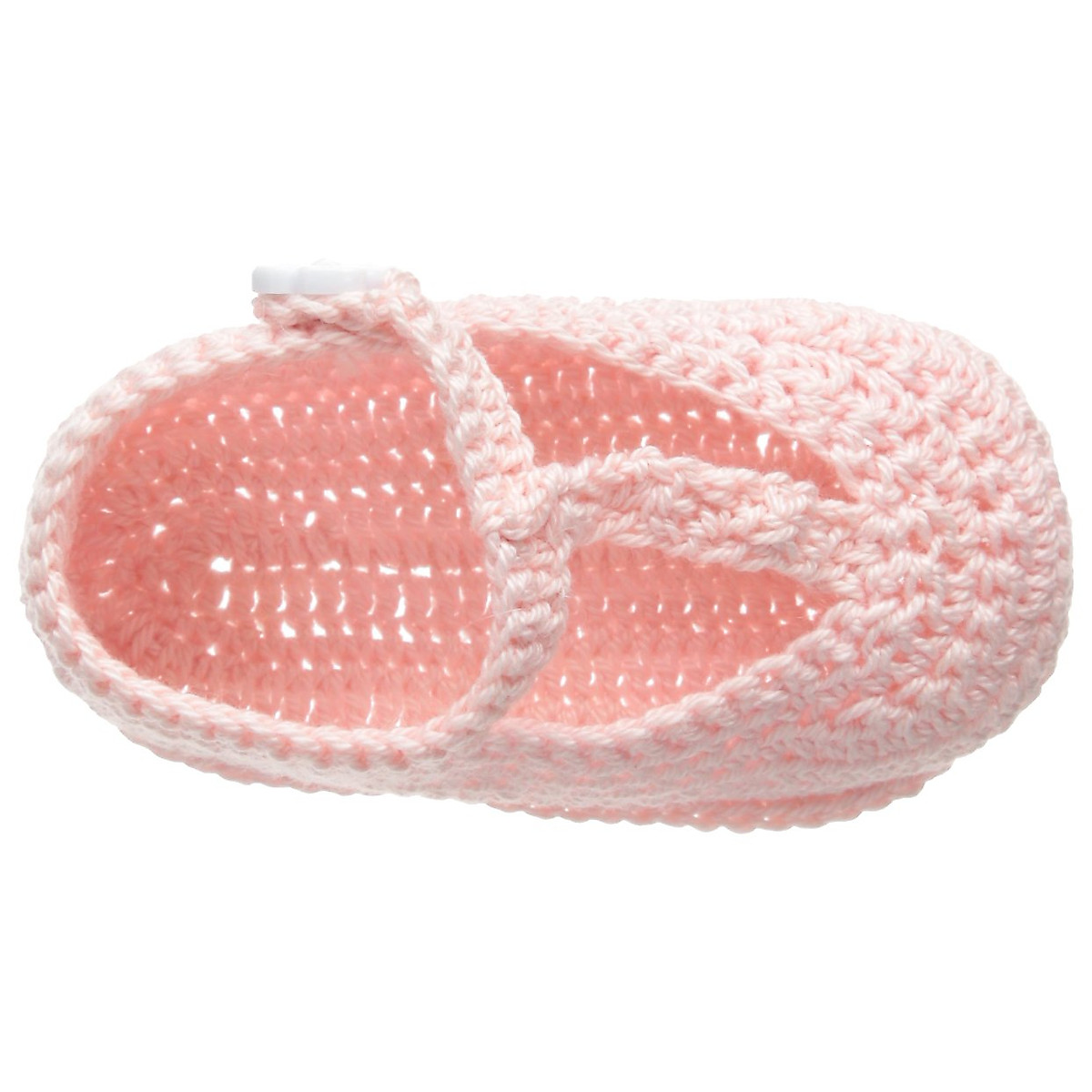 Jefferies Socks Baby-Girls Newborn T-Strap Mary Jane Crochet Bootie, Light Pink, Newborn