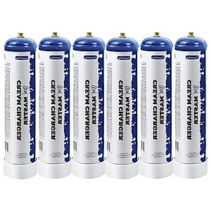 GreatWhip Whipped Cream Chargers, 6 Cylinders 0.99 Liter Nitrous Oxide Chargers 615 gram N20 (6 Cylinders)