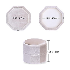 BLUTETE Velvet 3 Slots Jewelry Ring Box Engagement Wedding Box Keepsake Box Bridal Photo Ring Triple Slots Octagon (Champagne)