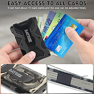 DAYREE Minimalist Wallet for Men Slim Aluminum metal wallet Money Clip with 1 Clear ID Holder,Front Pocket Carbon Fiber RFID Blocking Tactical Wallet for Mens Gift (Black)