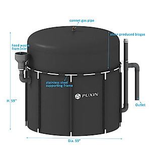 PUXIN Home Biogas Digester Systems, PX-2.65, 59 * 59 inch, Backyard Biodigester, Biogas Plant to Replace Composter