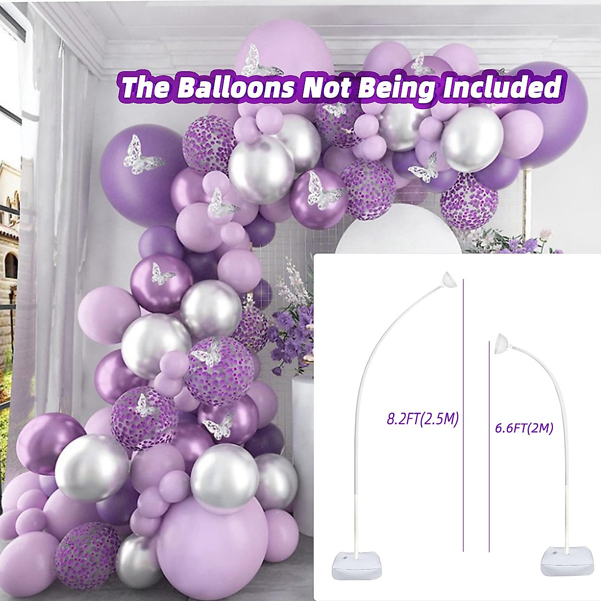 31MIGI Half Balloon Arch Stand 8.2Ft & 6.6Ft Free Bending Soft Balloon Flower Backdrop Stands Set with Water Base for Birthday Party Decorations Baby Shower Wedding Graduation balloons arch stand