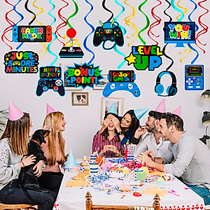 20pcs Video Game Hanging Swirls Video Game Party Decorations Game On Theme Birthday Foil Ceiling Streamers for Kids Boys Gamer Theme Birthday Party Baby Shower Supplies Decorations