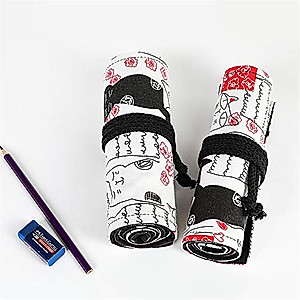 Funny live 24/36/48/72 Slots Colored Pencil Wrap Roll up Pen Holder Case Drawing Coloring Pencil Roll Organizer Stationery Case for Student Artist Traveler (Couple Cats, 24 Slots)