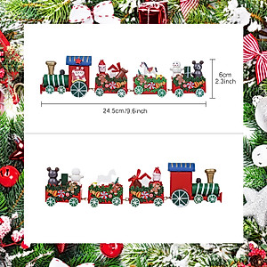 LEMESO Christmas Wooden Train Set, Christmas Train Ornament Toys for Kids, Christmas Gift for Kids