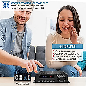 Pyle Wireless Bluetooth Home Audio Amplifier - 100W 5 Channel Home Theater Power Stereo Receiver, Surround Sound w/HDMI, AUX, FM Antenna, Subwoofer Speaker Input, 12V Adapter - Pyle PFA540BT.5