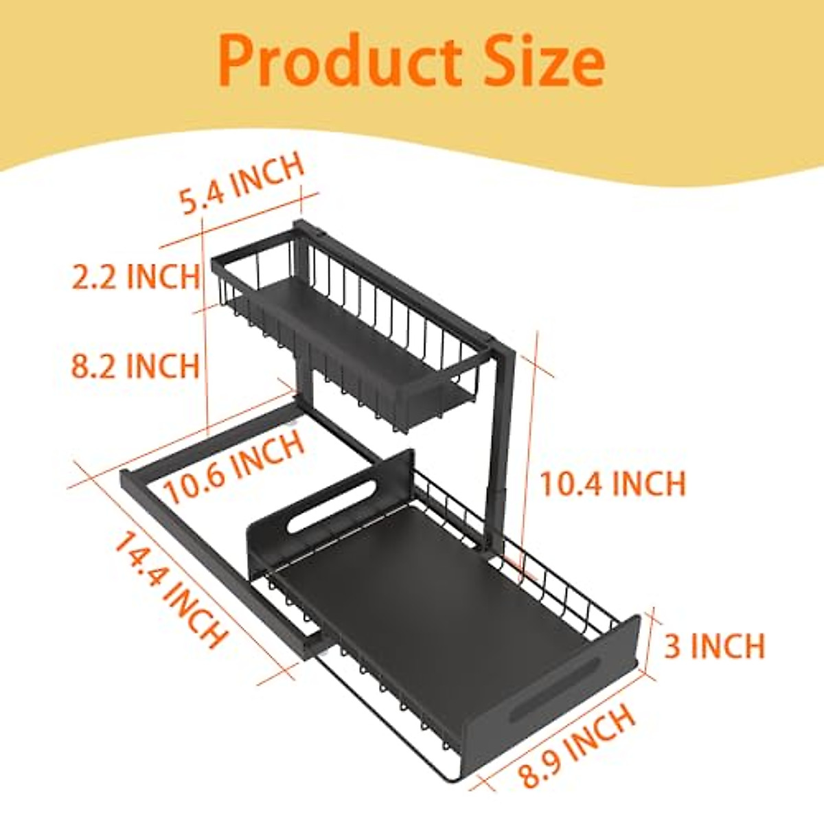 Stoigeld 2 Tier Under Sink Organizer and Storage for Kitchen,Pull Out Cabinet Organizer,Multi-Purpose Sink Organizer with Sliding Drawer for Bathroom - 2 Pcs