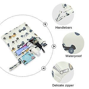 AUUXVA Wet Dry Bag 2 Pack Vintage Car Pattern Print Waterproof Kids Baby Cloth Diaper Wet Bags Organizer Pouch Zippered Pockets Yoga Gym Wet Dry Bag for Travel Swimsuits