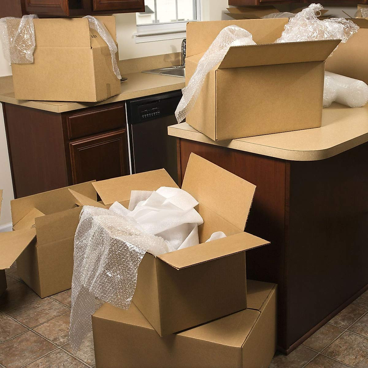 Bubble Cushioning Wrap Roll 2 Pack 3/16" Air Bubble 12 Inch x 74 Feet Total, Perforated Every 12 Inch with 20pcs Fragile Stickers Packing Supplies for Heavy-Duty Moving Shipping