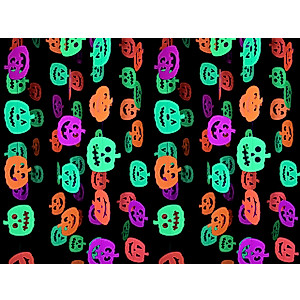 Midnight Glo Halloween Decoration 78ft Neon Pumpkin Garland Wall Hanging Decorations for Halloween Blacklight Reactive UV Glow Party (6 Pack)