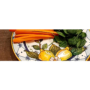 Italian Ceramic dinnerware set - Hand Painted kitchen Pasta Bowls sets for 4 - Made in ITALY Tuscany - Italian Pottery dinner plates - Home Decor Lemon Ischia Ceramics dishes set - Service For 4