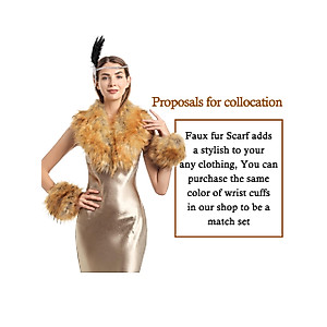 Soul Young Faux Fur Collar Women's Neck Warmer Scarf Wrap,Nature,One Size