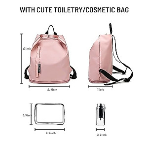 Maytopia Gym Sports Backpack for Women Men with Shoe Compartment & Wet Pocket Water Resistant Small Workout bag (PINK)