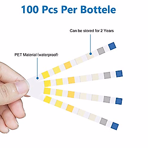 7 in 1 Aquarium Test Strips, Fish Tank Test Kit,Freshwater Saltwater Aquarium Water Test Kit to Detect pH Nitrite Nitrate Chlorine Carbonate Hardness (GH & KH)-100 Strips