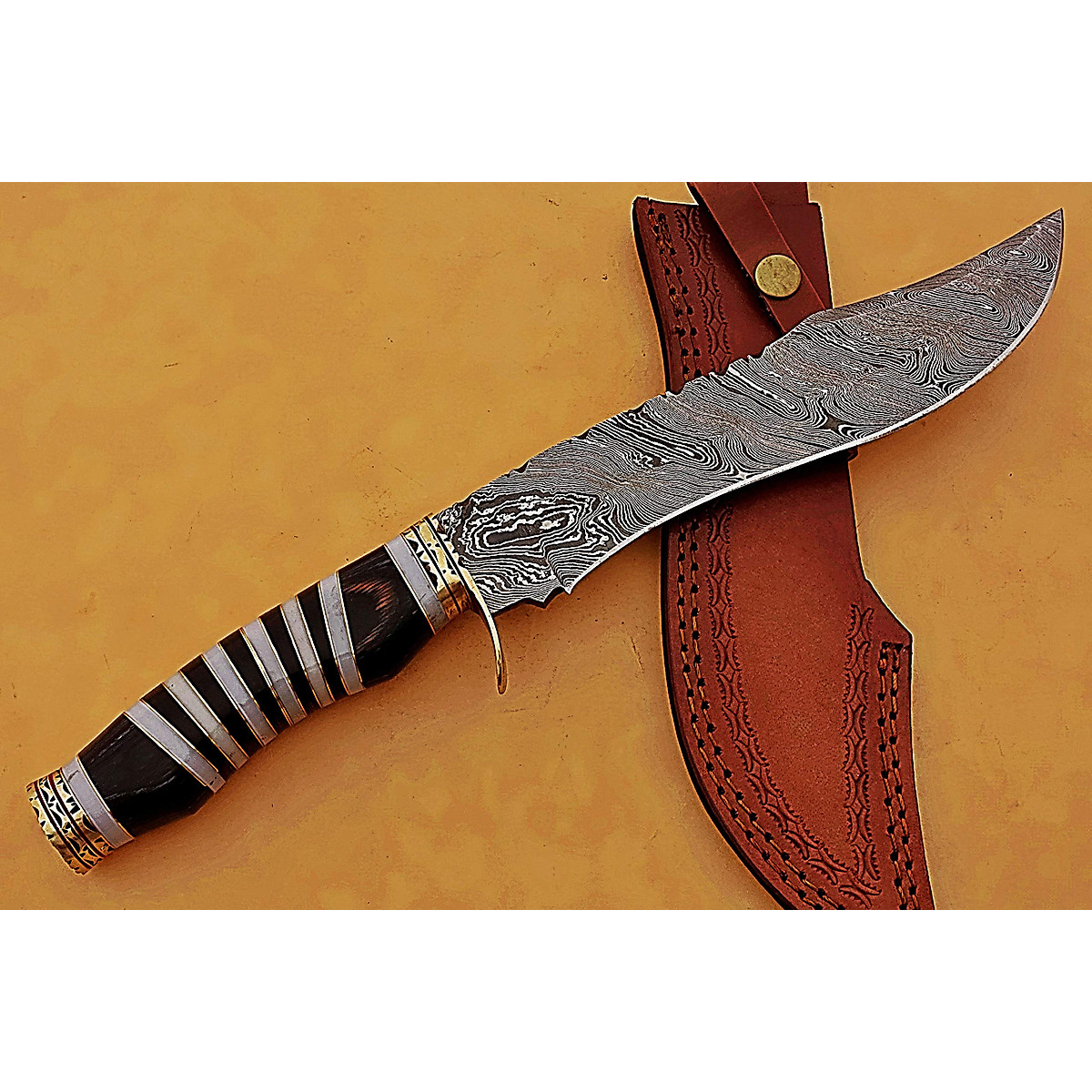 Smart & Sharp Custom Handmade Damascus Steel Hunting Knife/Bowie Knife SS-17367 (black)