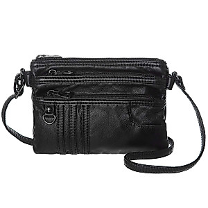 MINICAT Treble Pockets Small Crossbody Purse Cell Phone Purse Shoulder Bags for Women(Black)