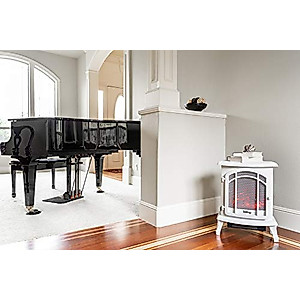 e-Flame USA Tahoe LED Portable Freestanding Electric Fireplace Stove Heater - Realistic 3-D Log and Fire Effect (Winter White)