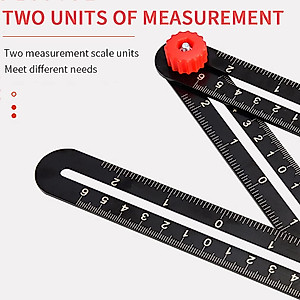 Multi Angle Aluminum Alloy Measuring Ruler, 16-Sided Angle Measurement Tool with Hole Punch Locator, Aluminum Alloy Multi-Function Angle Ruler (16-Sided)