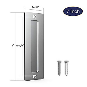 Orgerphy Stainless 7” Barn Door Handle Finger Pull Set (1 Pack)| Heavy Duty Modern Simple Invisible Handle for Gates Garages Sheds Barn Door, Pocket Door | with Flat Bottom Easy to Install