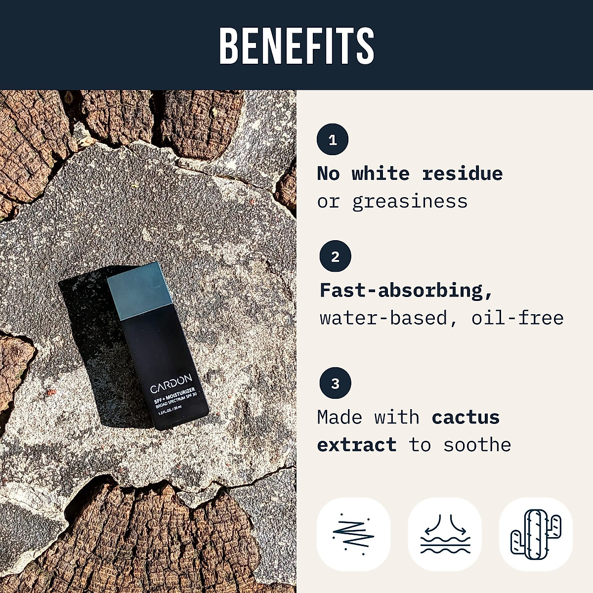 Cardon SPF 30, Korean Sunscreen Daily Face Moisturizer Cream for Men, Sunscreen UV Protect, Anti-aging and Wrinkles, Men's Facial Skin care, Vitamin Cactus Extract (1 Bottle - 35ml)