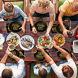 96 Pcs Cheers 50th Birthday Plates and Napkins Party Supplies Cheers to 50 Years Tableware Set 50th Party Birthday Decorations Favors for Men Women for 24 Guests