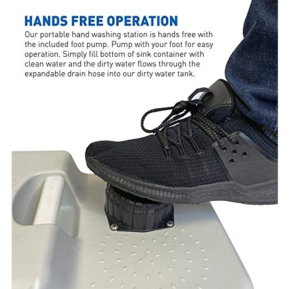 Portable Foot Operated Outdoor Hand Washing Sink Station – Includes Dirty Water Tank – Towel Holder & Soap Dispenser – 4.5 Gallon - Great for Camping, Business, Events, RV, Etc., white, 40