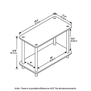 Furinno Turn-N 2-Tier No Tools Tube Shelf/End Table, Single, Beech/White
