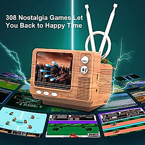 E-MODS GAMING Retro Games Console GV300S Mini TV Style 308 Video Games Player with Handheld Gamepad & AV Output - 3.0 Inch Screen Electronic Games Machine Xmas Gift for Kids Adults (Wood Grain)