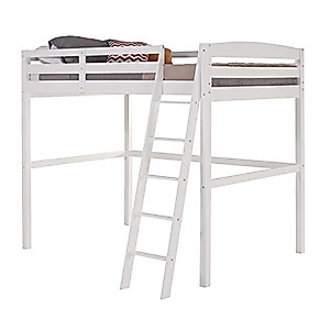 Camaflexi Tribeca Solid Wood High Loft Bed Frame / 14 Wood Slats Support / No Box Spring Necessary/ Easy Assembly / Twin - White