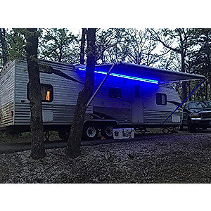 Seagenck RV Led Awning Party Light, Led Awning Strip Light for Camper Motorhome Travel Trailer Concession Stands Food Trucks, Light Up Canopy Area for BBQ Play Cards, 5m(16.4ft), Dc 12v, Blue