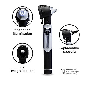 Generic Zaxxan- Pocket Pro Otoscope with Both Adult and Pediatric Disposable Specula Tips and Protective Hard Plastic Case, Black
