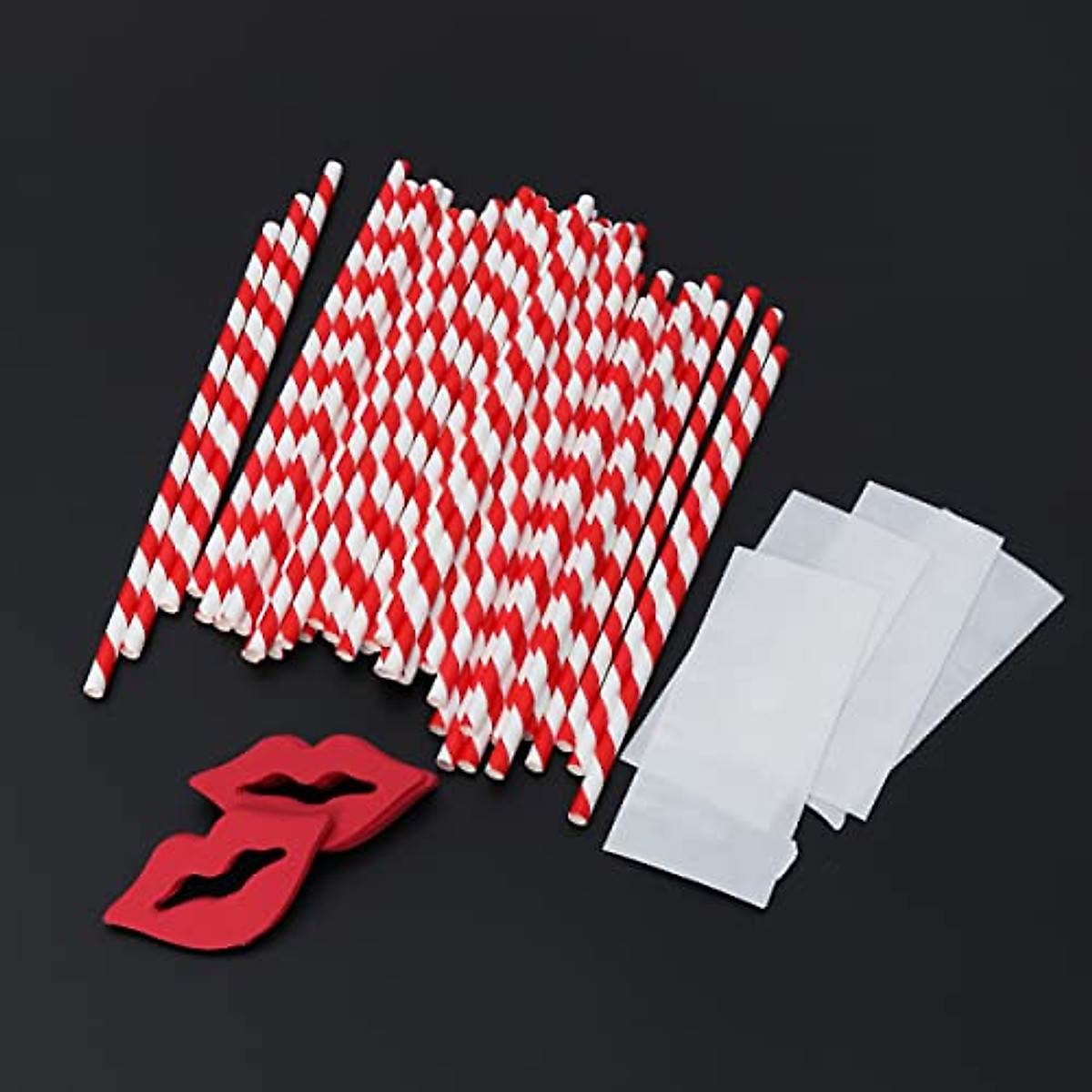 INOOMP 40 PCS Red Lips and Paper Straws Party Drinking Straws Decorative Cocktail for Graduation Party Decoration Supplies