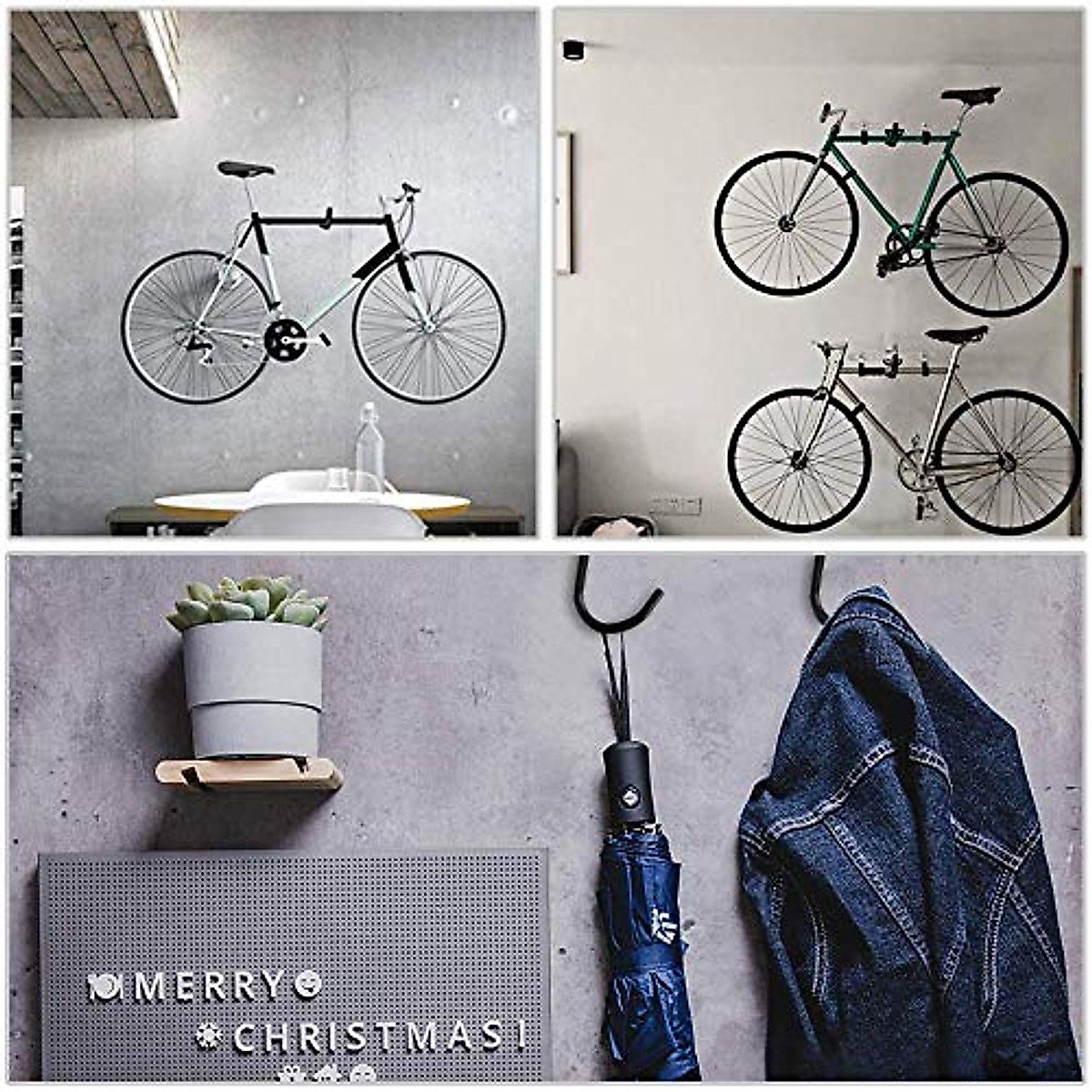 MCIGICM Heavy Duty Bike Hook: 4 Pack Small Size Perfect Hooks | Hangers for Garage Ceiling and Wall Bicycle Storage and Hanging Screw in Bike Storage Hanger