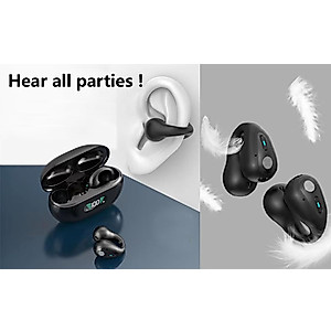 QLXAQLX Clip Bone Conduction Headphones Clip-on Wireless Earbuds Built-in Mic Sweat Resistant Noise Cancelling Earphones Open Ear Design Earphones Headset for Cycling Driving led Display (White)