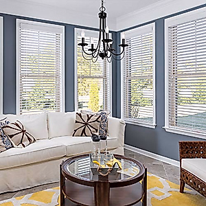 GEPOW Black Farmhouse Chandelier Rustic Pendant Lighting, Small 5-Light Fixture with 2-Layer Arms for Dining Room, Bedroom, Living Room and Foyer