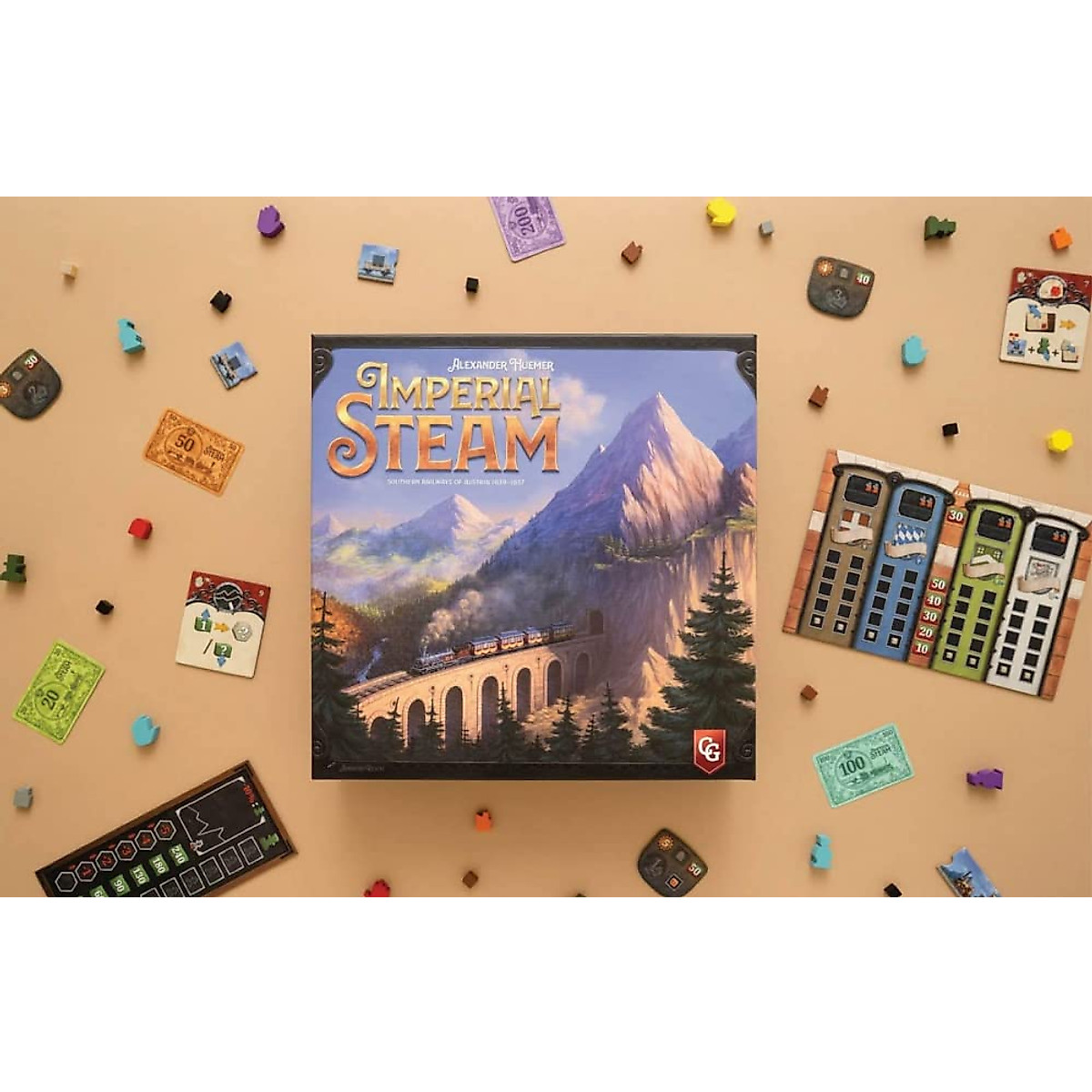 Capstone Games: Imperial Steam, Strategy Board Game, Plan, Build and Expand Your Railway Network, 2 to 5 Players, 120 Minute Play Time, Ages 15 and Up