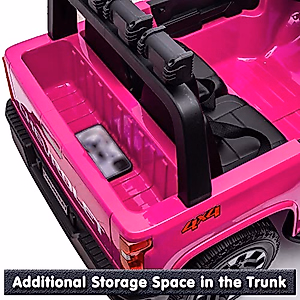 sopbost 24V 2-Seater Kids Ride On Truck with Remote Licensed Chevrolet Silverado - 4x4 High Performance EVA Tires Version (Hot Pink)