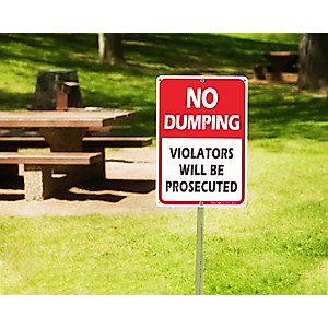 (2 Pack) No Dumping Sign, Violators Will Be Prosecuted Sign, 10" x 7" Rust Free .40 Aluminum, UV Protected, Weather Resistant, Waterproof, Durable Ink，Easy to Mount