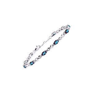 Rylos Stunning Simulated Alexandrite/Mystic Topaz & Diamond XOXO Hugs & Kisses Tennis Bracelet Set in Sterling Silver - Adjustable to fit 7" - 8" Wrist