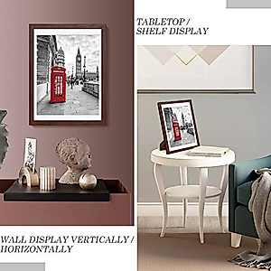 12x16 Picture Frames Dark Cherry Made of Solid Wood Display Pictures 11X14 Inch or 8.5x11 with Mat or 12x16 Inch without Mat for Wall Mounting and TableTop - Picture Frame 11X14 with 2 Mats - 1 Pack