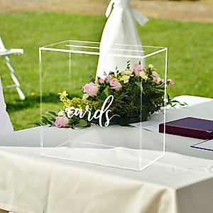 Waenerec Acrylic Card Box Wedding with Slot Elegant Large Blank Clear Gift Card Boxes for Reception, Party, Money Box, Wishing Well, Graduation, Birthday, Baby Shower
