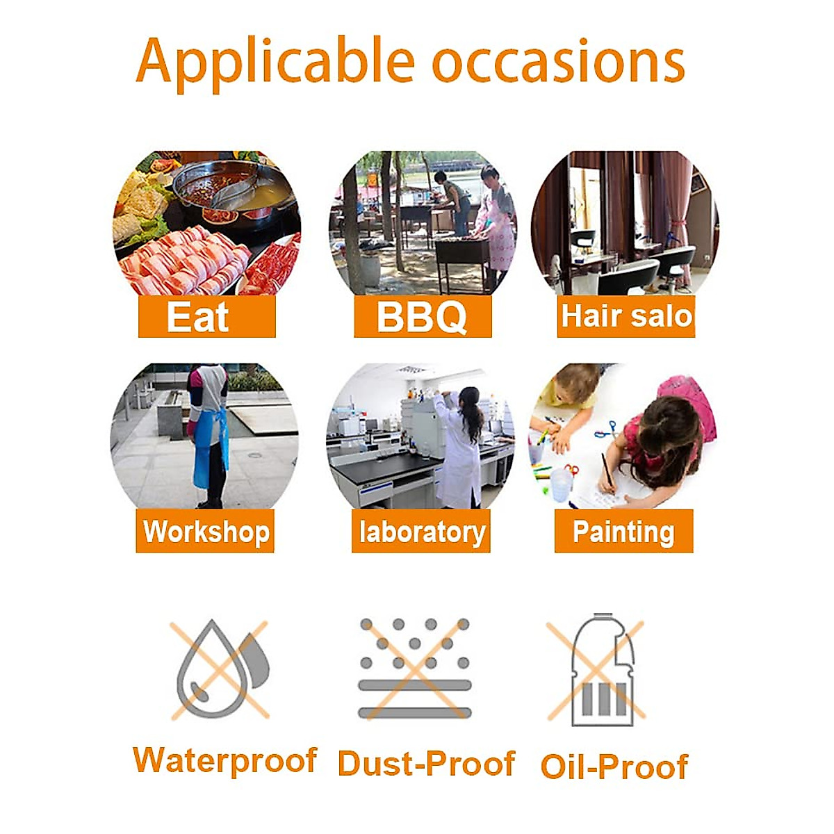 UniPleased Disposable Aprons (100 Count), Plastic apron for Painting Party, Cooking, Housework, Picnic etc.