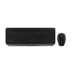 Cherry Gentix Wireless Keyboard and Mouse Set Combo for Desktop - Full Size for Computer Desktop or Laptop at The Office or at Home - Silent, Quiet Keystrokes with an Ergo Build - Black