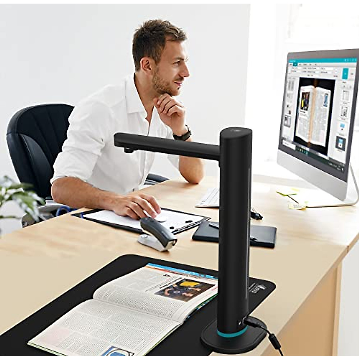 IRIScan Desk 6 Business-Prof.Document,Receipt,Book Scanner,Auto-Flatten & Deskew,32MP,Capture 11x17in,136 Languages OCR,Text to Speech,PDF/Search,PDF/Word/Tiff/Excel,Video Distance Learning,Win&Mac
