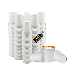 Smygoods 4oz. White Paper Hot Cups, Disposable Paper Cups, Espresso Cups, 100 Count