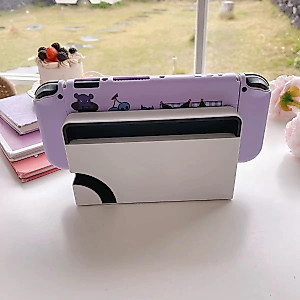 Cute Kuromi Case Compatible with Nintendo Switch OLED, Dockable Case Cover, Ergonomic Soft TPU Grip Case for Joycon, Sparkle Skin Set